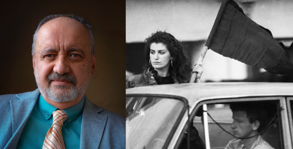 გოგოს დროშა კი არა სამგლოვიარო შავი ტილო უჭირავს ხელში თან მანქანით