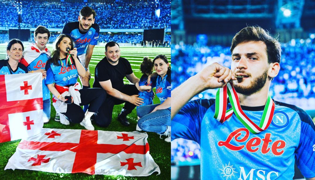 ჩემპიონი ოჯახთან ერთად ხვიჩა კვარაცხელიას ახალი ფოტოები დაჯილდოების